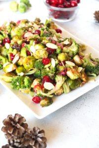 Keto Brussels Sprout Broccoli Salad with Cranberries